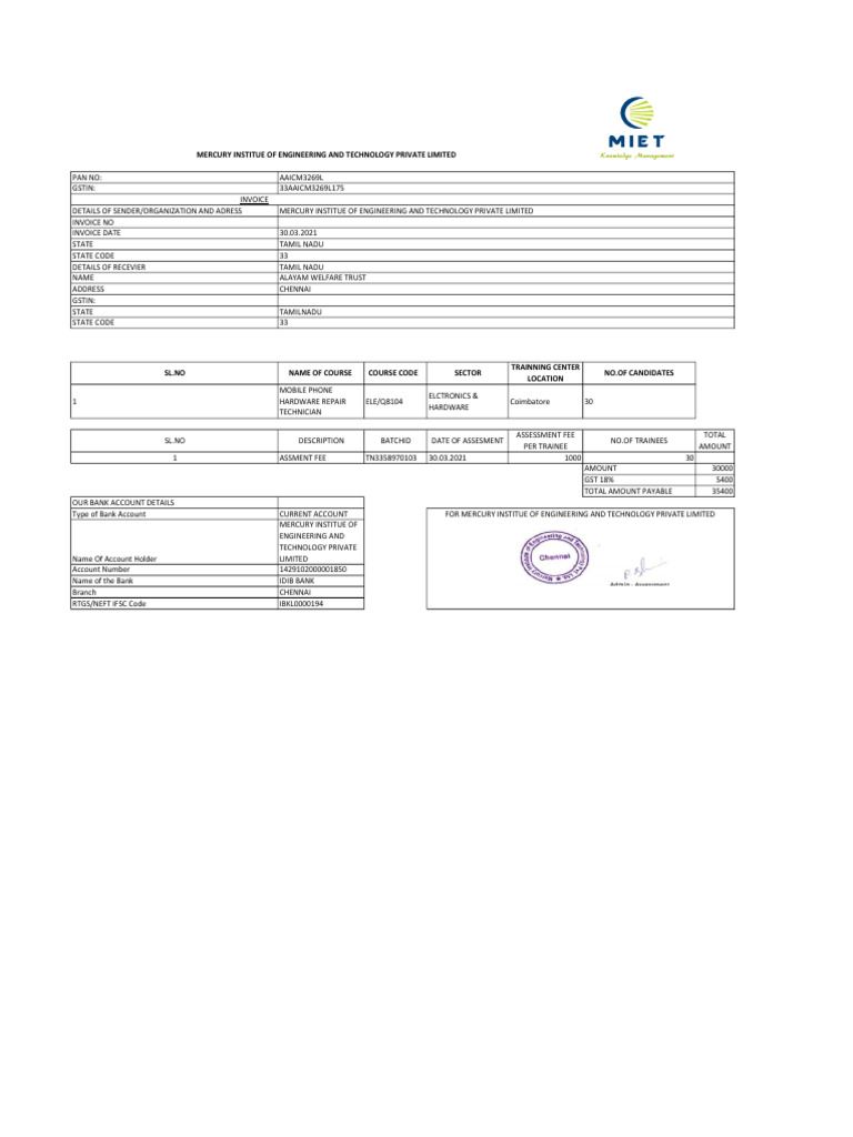MP - ASSESSMENT INVOICE BILL - Batch 1 | PDF | Financial Services ...