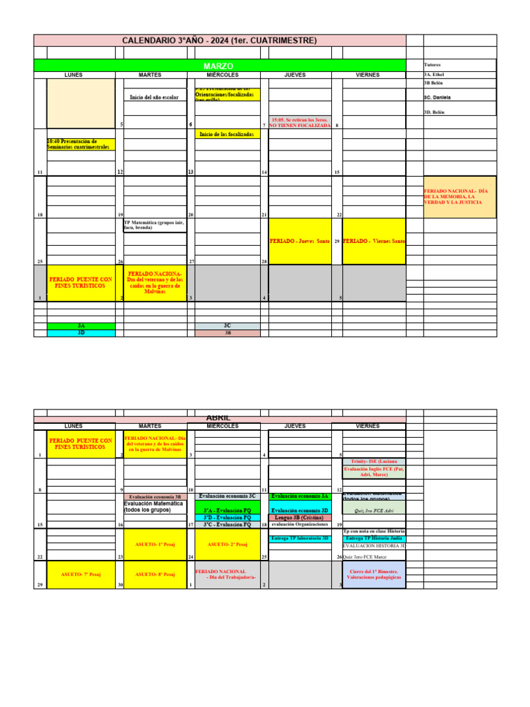 ??3ero. Calendario General | PDF