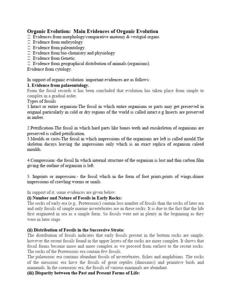 organic evolution notes for Grade XI | Download Free PDF | Cell ...