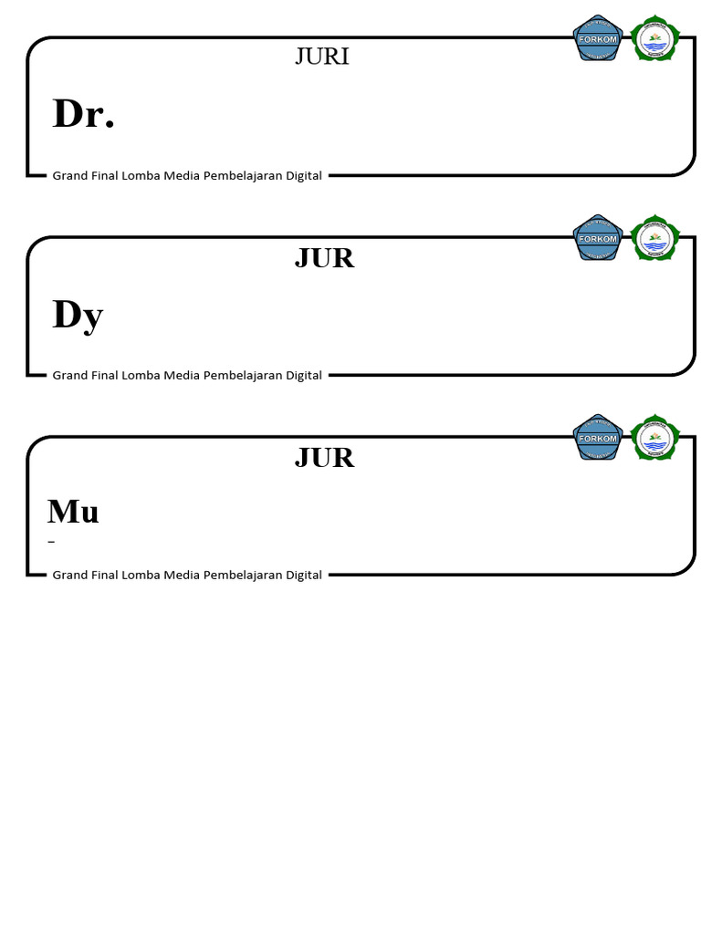 Papan Nama - Juri 20 CM | PDF