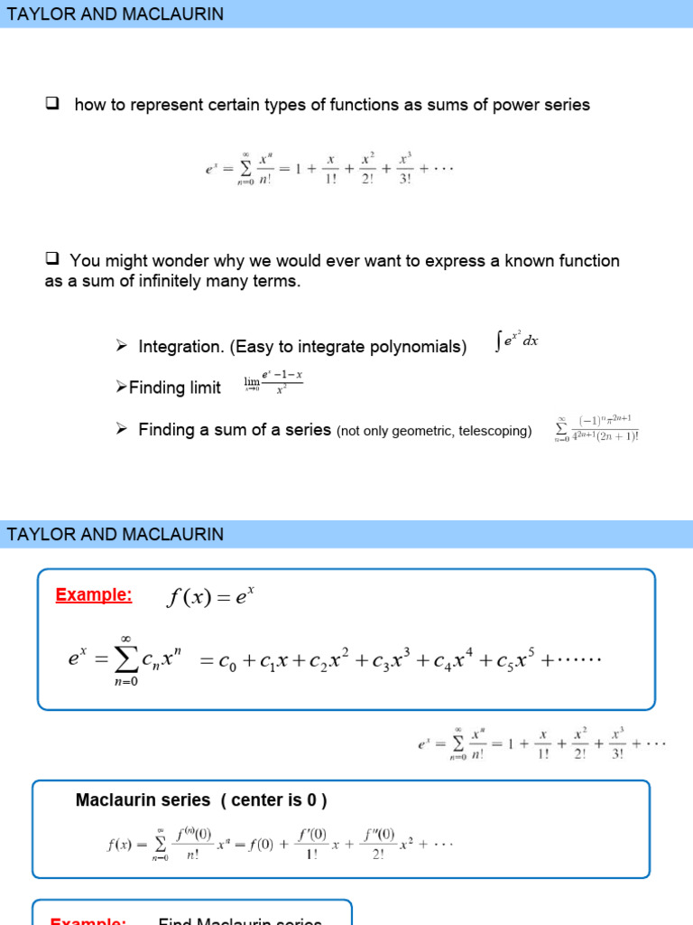 Taylor and Maclaurin Series | PDF | Functions And Mappings | Algorithms
