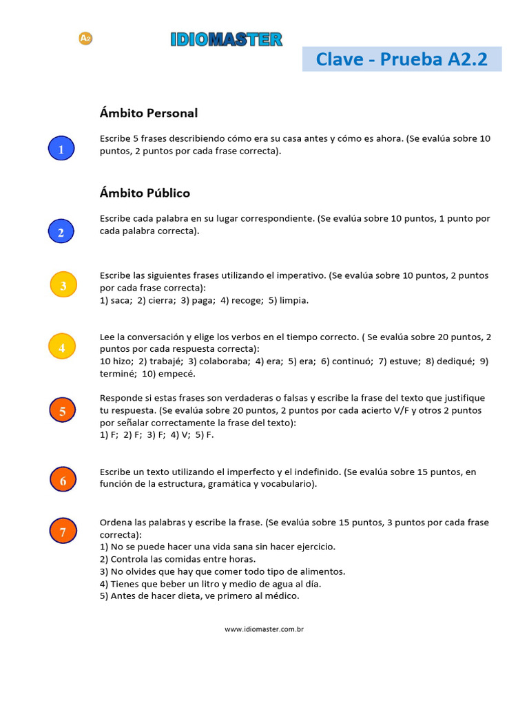 Clave de La Prueba A2.2 | PDF