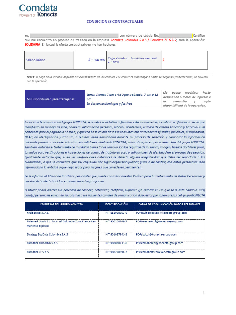 Condiciones Contractuales Comdata - Tlmark | PDF