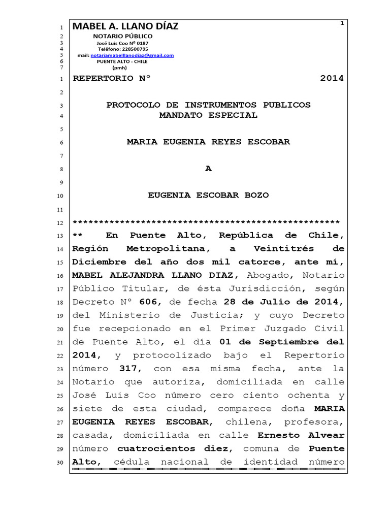 Mandato Escritura Publica para Banco Estado | PDF | Documento de identidad Mandato Escritura Publica para Banco Estado | PDF | Documento de identidad