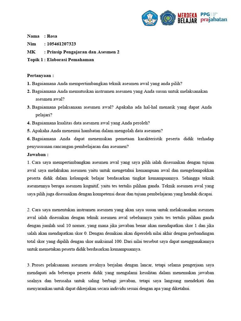 PPA 2 Topik 1 Elaborasi Pemahaman | PDF