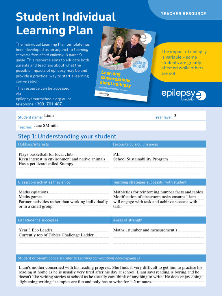 1334 Student Individual Learning Plan - Sample2017 | PDF | Reading ...