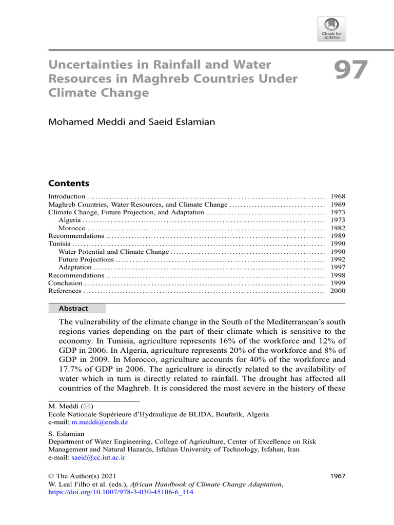 Uncertainties in Rainfall and Water Resources in Maghreb Countries ...
