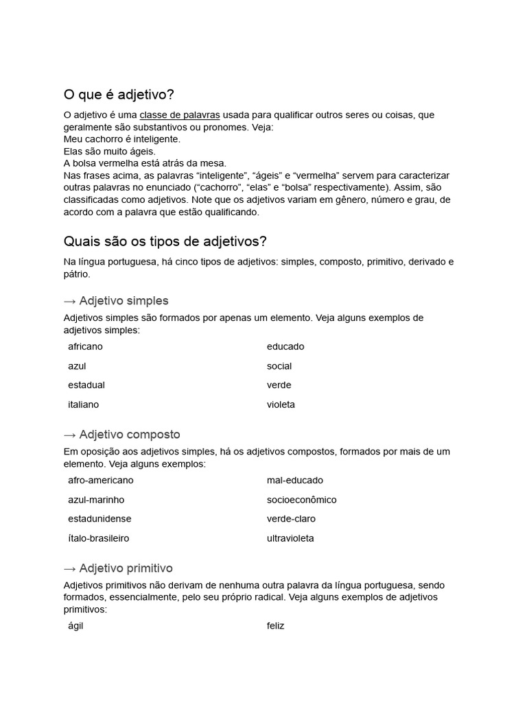 Adjetivos Pdf Adjetivo Pronome
