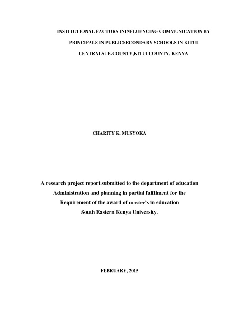 Musyoka Institutional Factors.. | PDF | Communication | System