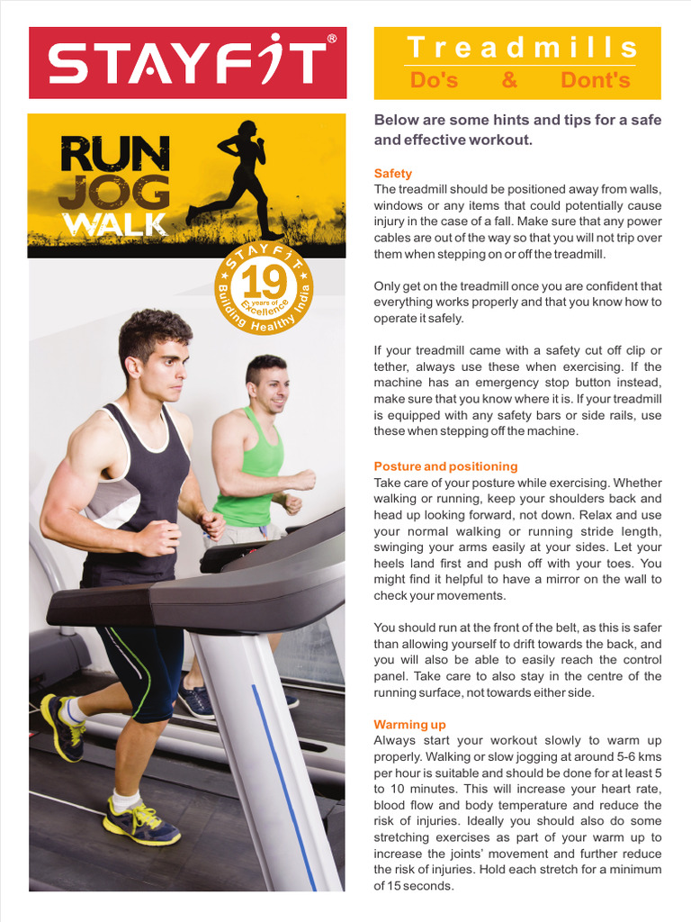 Treadmill Fitness Equipment Dos and Donts | PDF | Physical Exercise