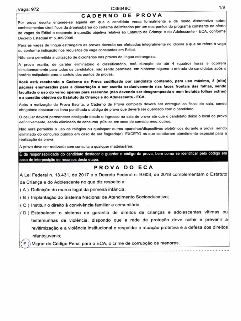 Caderno de Provas Arquivo | PDF