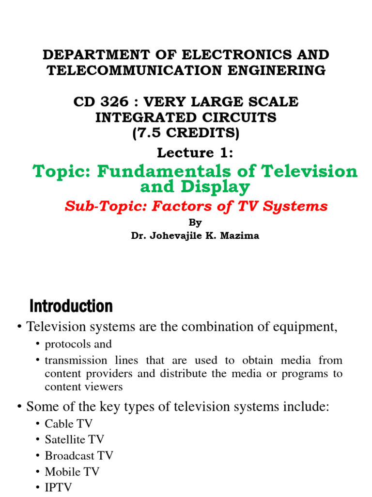 Lecture 1 | PDF | Display Resolution | Television