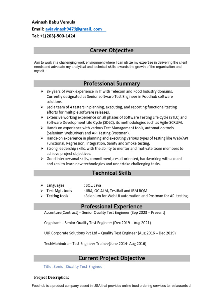 Avinash Testing Resume | PDF | Software Testing | Selenium (Software)