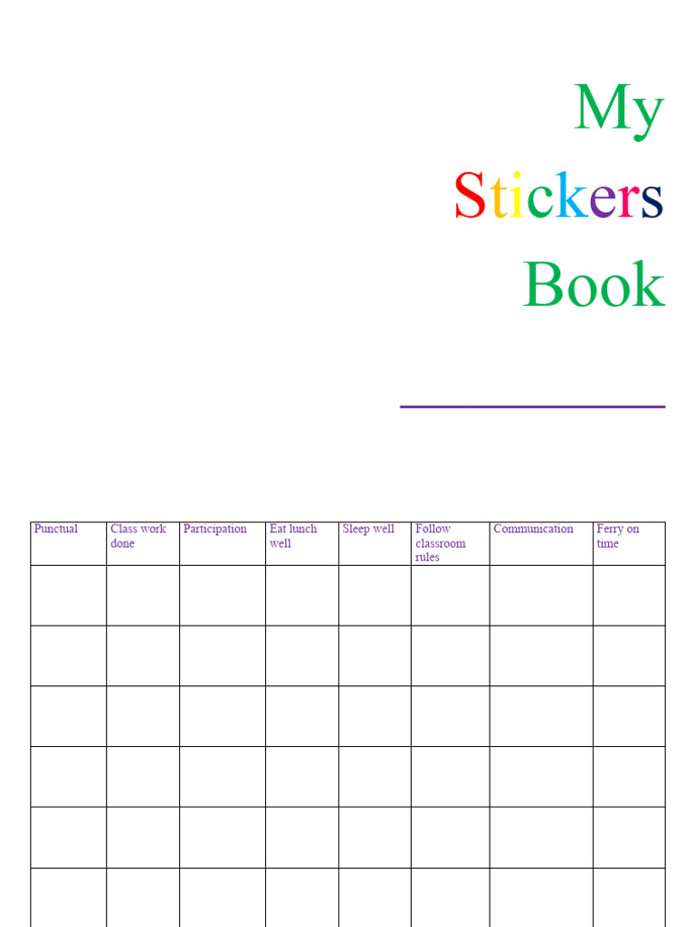 Student Sticker Reward Chart | PDF