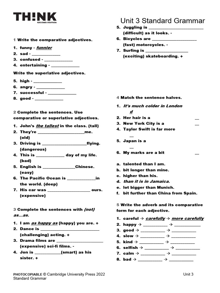 Thk2e BrE L2 Grammar Standard Unit 3 | PDF