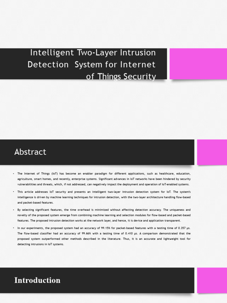Two Layer Intrusion Detection System For Security In Internet Of Things 2 Pdf Internet Of