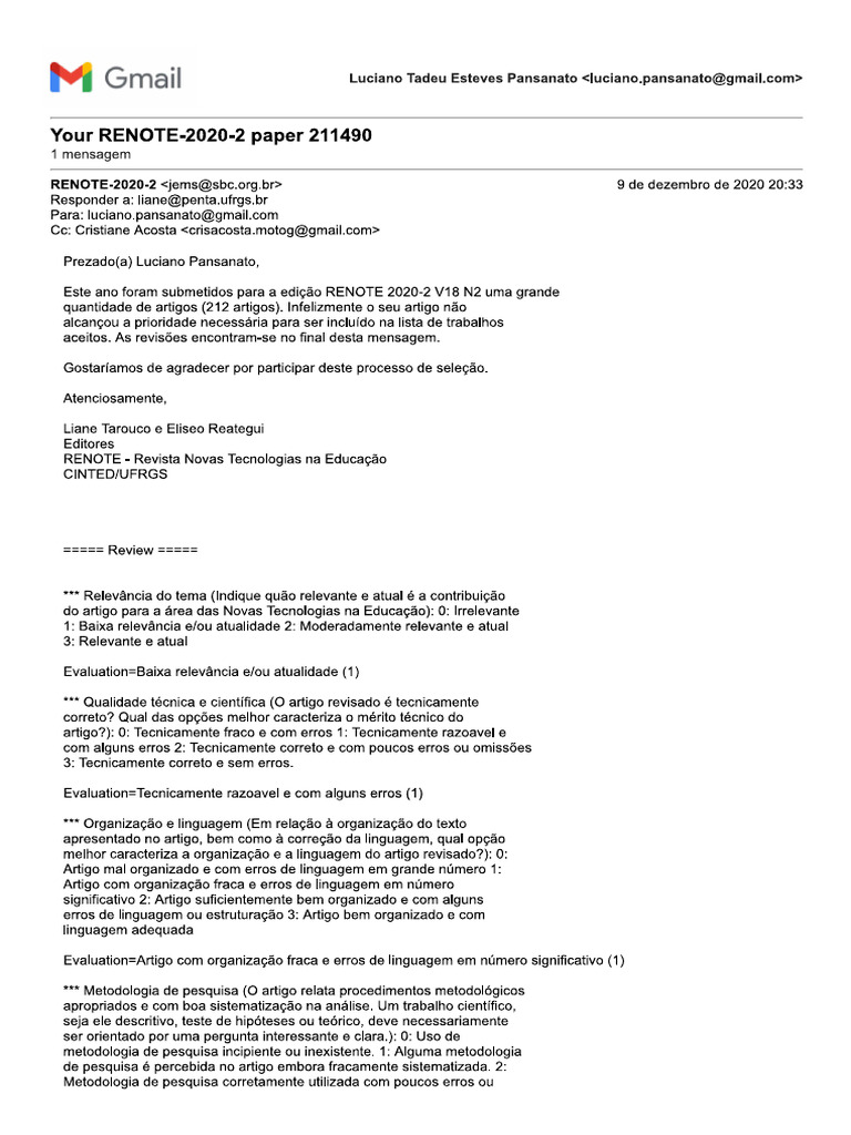 Your RENOTE-2020-2 Paper 211490 | PDF