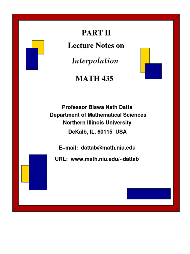Part 2 Lecture Notes On Interpolation | PDF | Interpolation | Matrix ...