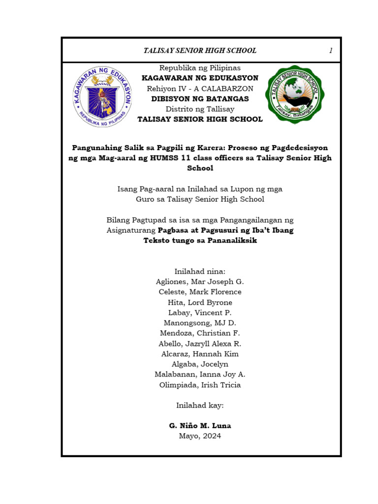 Pagbasa g1 Lewis | PDF