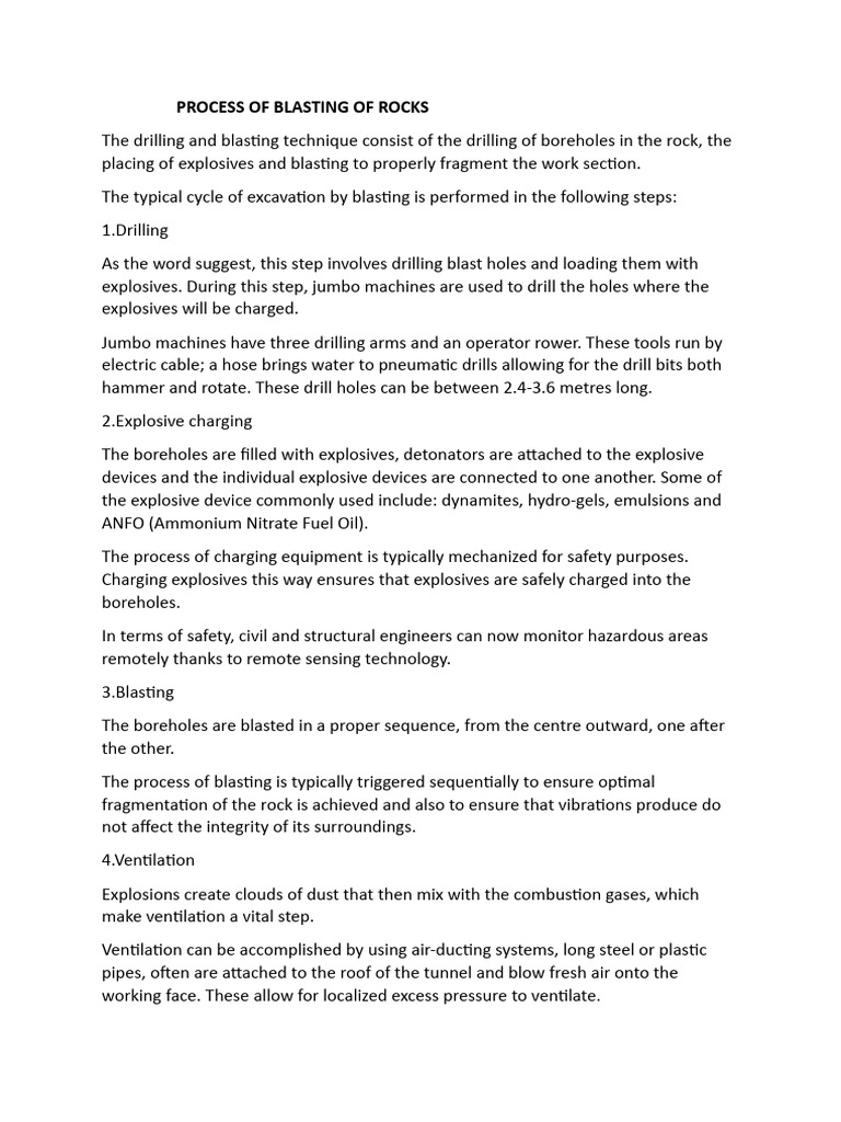 PROCESS OF BLASTING OF ROCKS | PDF | Drilling | Angle