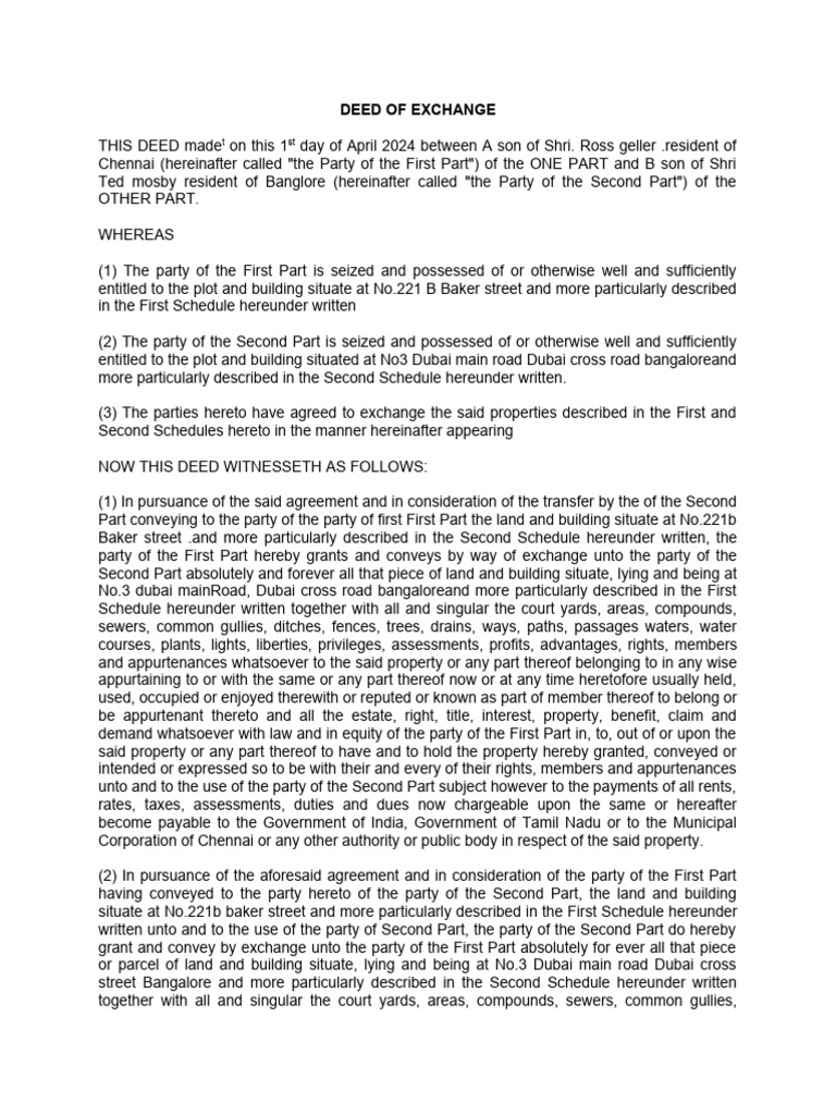 Deed of Exchange | PDF | Mortgage Law | Common Law