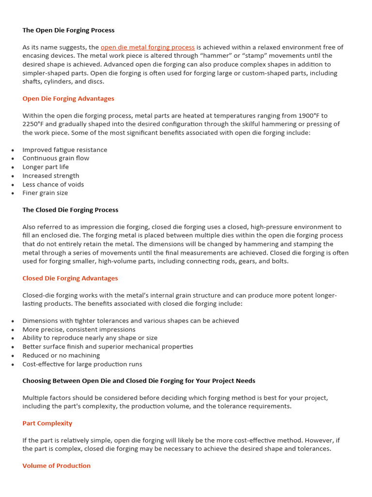 Open Die Forging Process Overview | PDF | Forging | Applied And ...