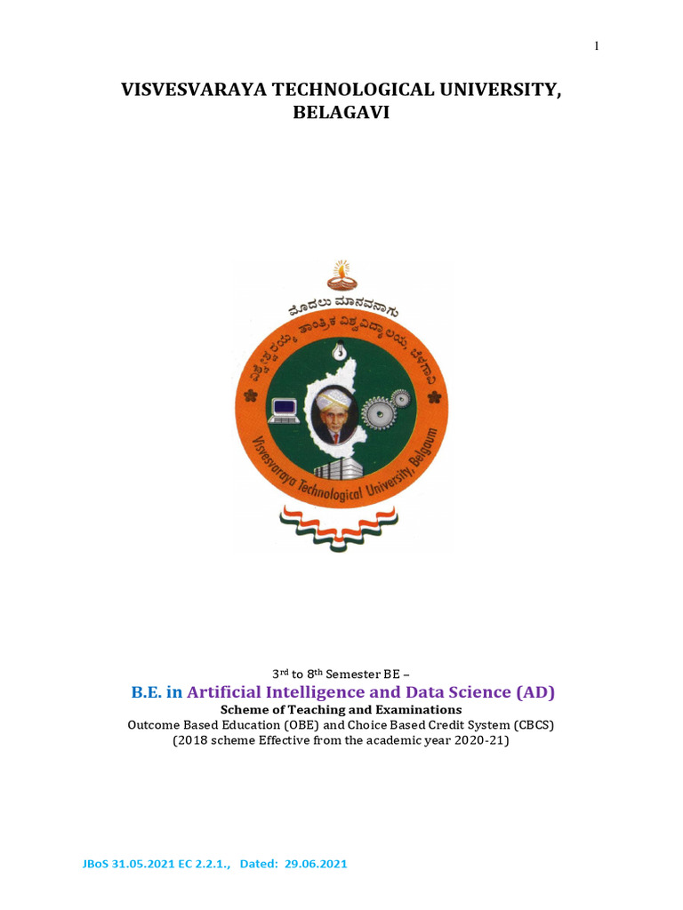 Visvesvaraya Technological University, Belagavi: B.E. in | PDF ...