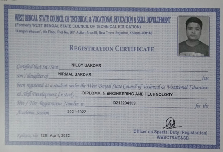 Niloy Reg Certificate | PDF
