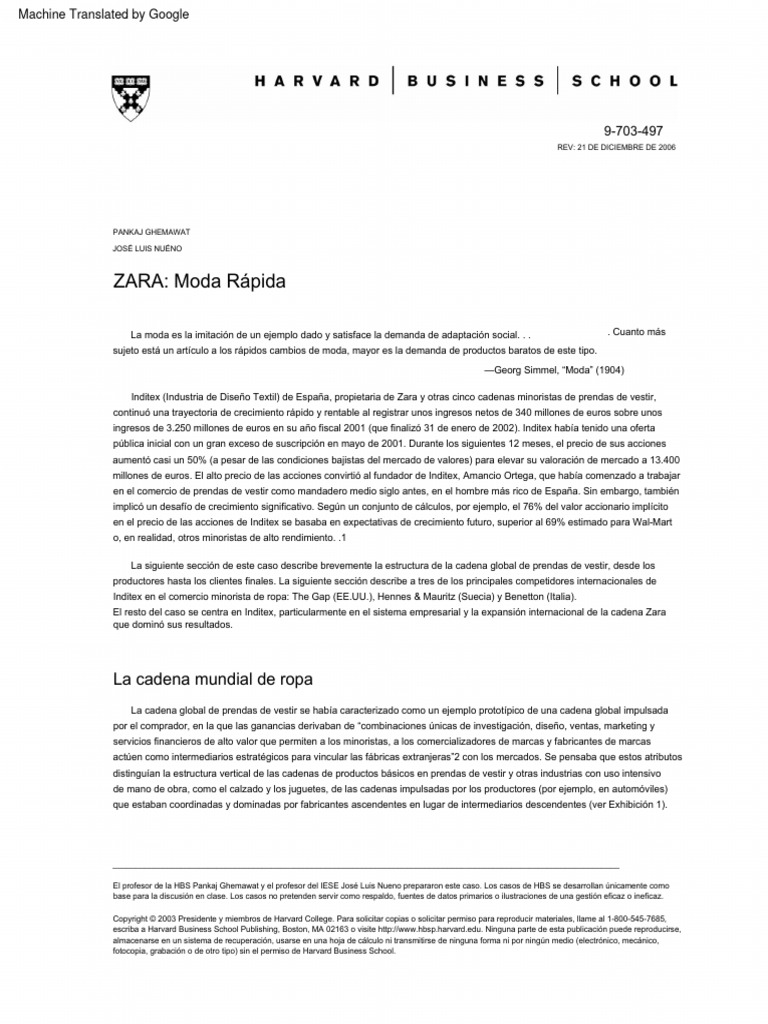 Trabajo- Zara-fast-fashion-Case-study-HVR- 05-06-2024- EspaÃ±ol | PDF ...