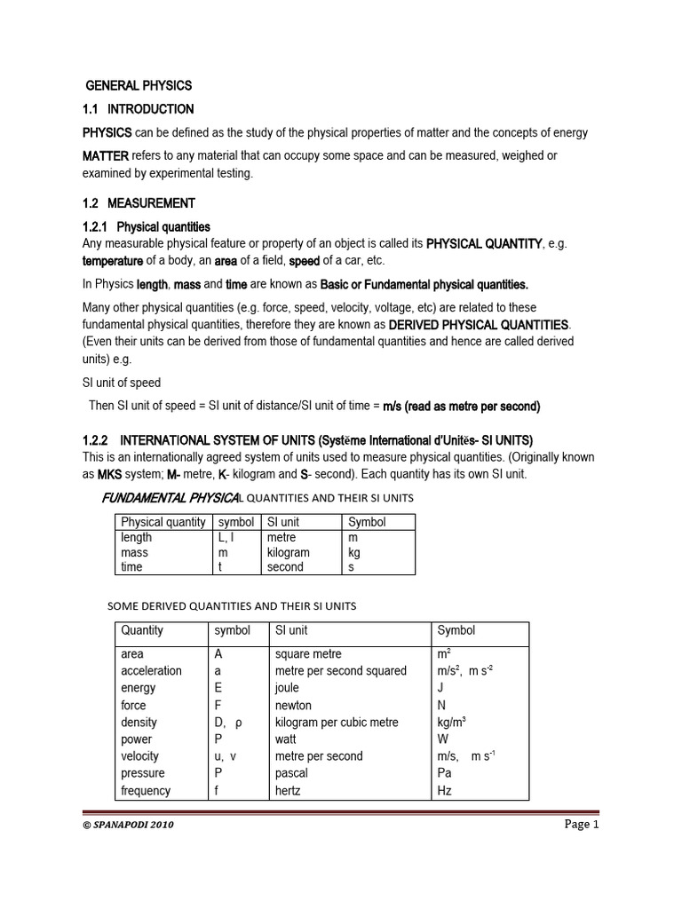 Understanding Physics Measurements and Units | PDF | International ...