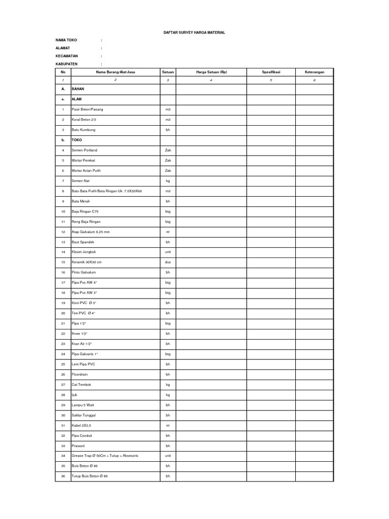 Form Survey Material | PDF