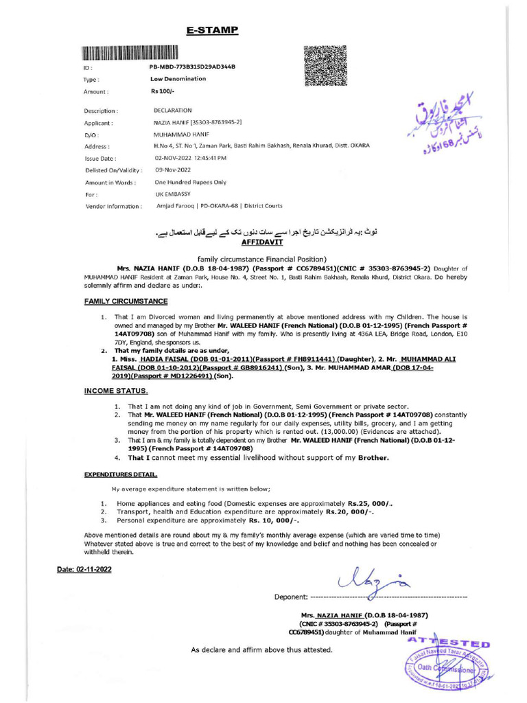 9 Affidavit Temp Dependent | PDF