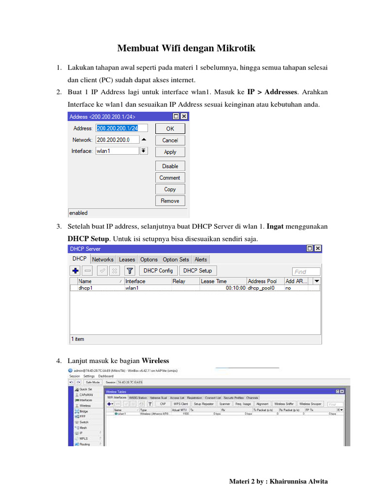 Materi 2 Membuat Wifi Dengan Mikrotik | PDF
