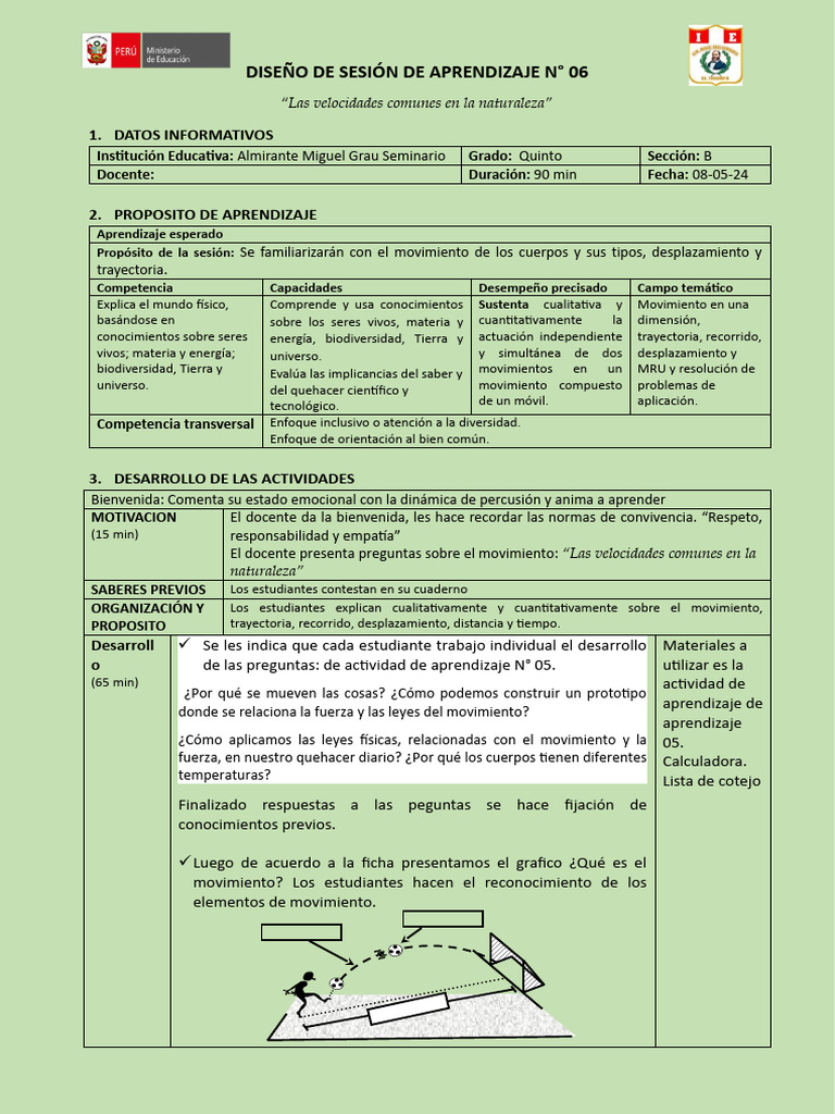 Diseño de Sesion de Aprendizaje | PDF | Evaluación | Aprendizaje
