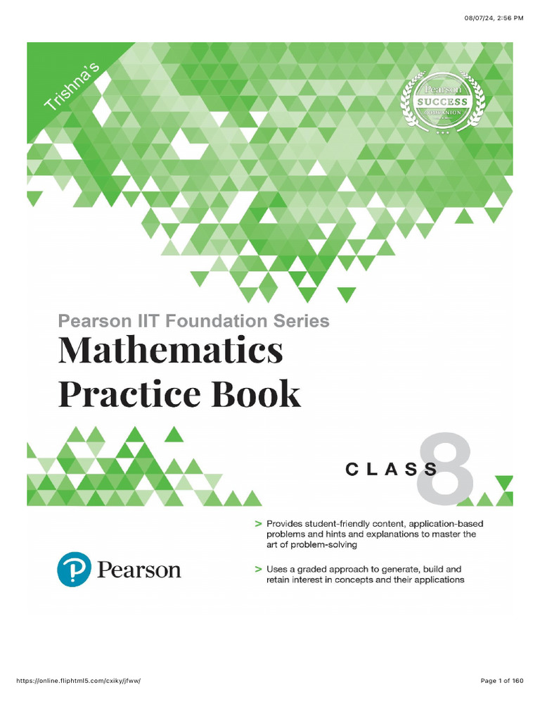 Pearson IIT Foundation Series Mathematics Practice Book First Edition Class 8 | PDF