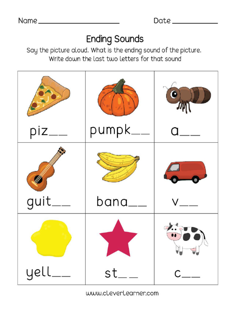 Ending Sounds Activity for Preschool 14e | PDF