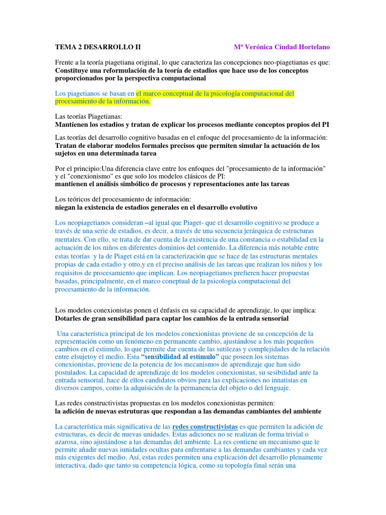 TEMA 2 DESARROLLO II | Descargar gratis PDF | Aprendizaje | Sicología