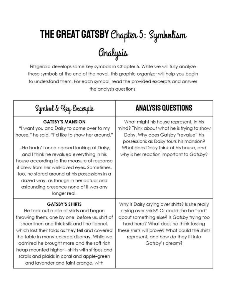 Chapter 5 Symbolism in The Great Gatsby | PDF | The Great Gatsby
