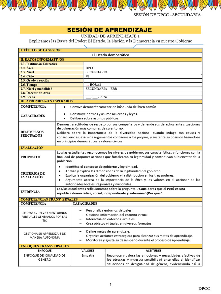 2º Ses Act 2 - Dpcc 2024 | PDF | Aprendizaje | Maestros