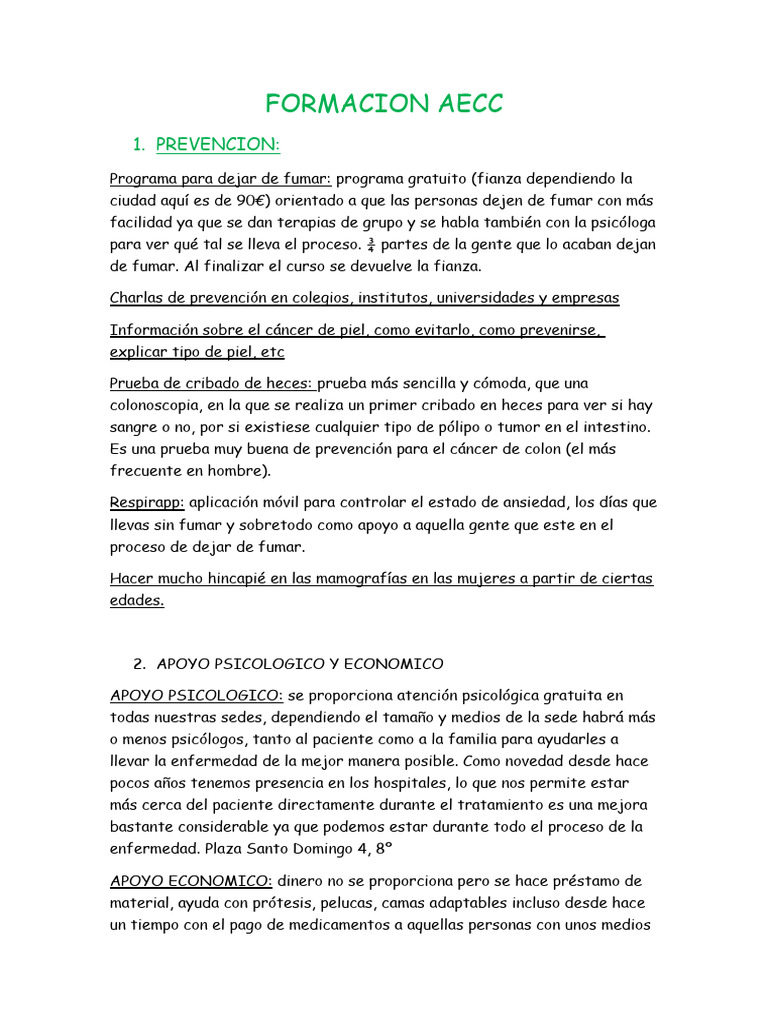 Formacion Aecc | PDF | Cáncer | Medicina CLINICA