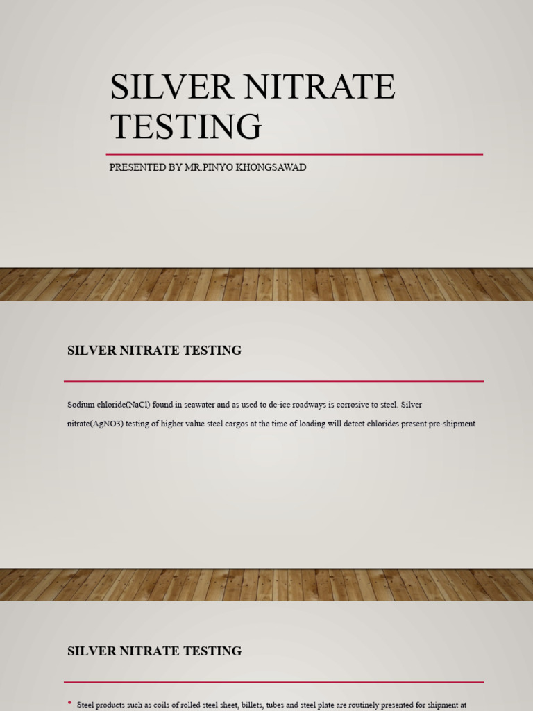Silver Nitrate Test for Steel Chlorides | PDF | Chloride | Silver