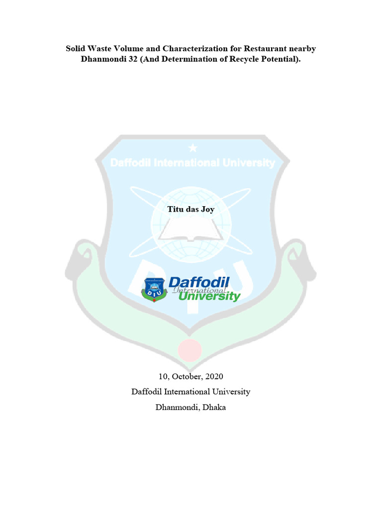 Titu Thesis Book | PDF | Waste Management | Municipal Solid Waste