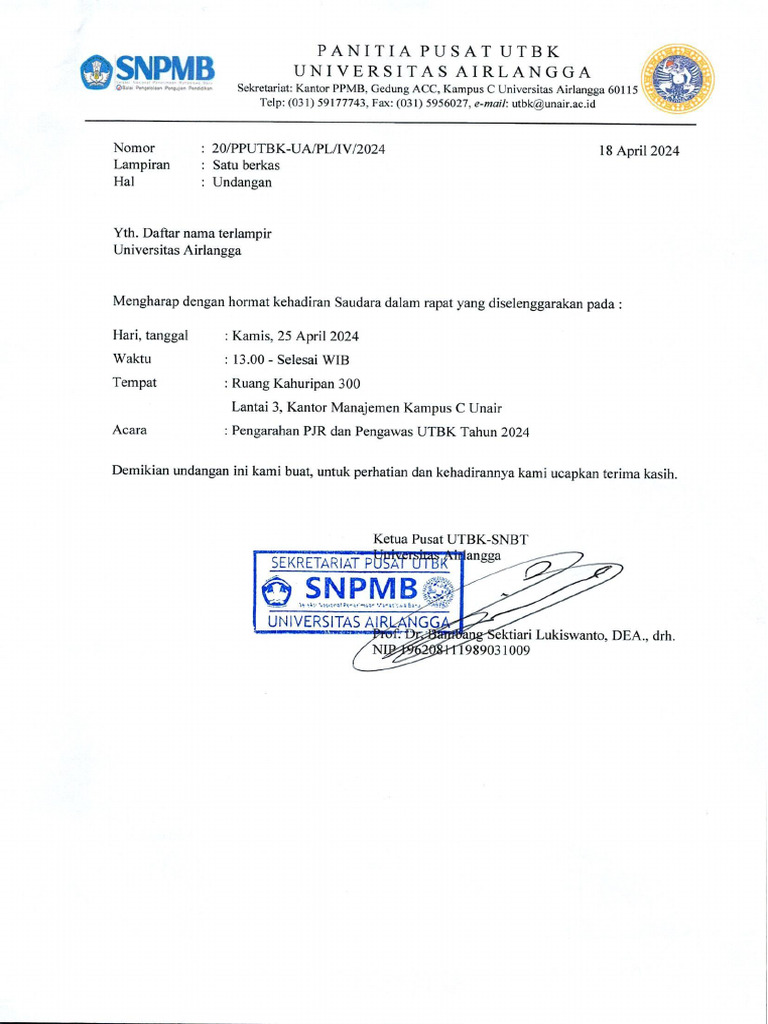 20.PPUTBK - UA.PL - IV.2024 - Undangan Pengarahan PJR Dan Pengawas Fix ...
