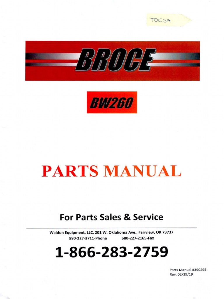 BROCE BW260 - Manual de Partes | PDF | Mechanical Engineering ...
