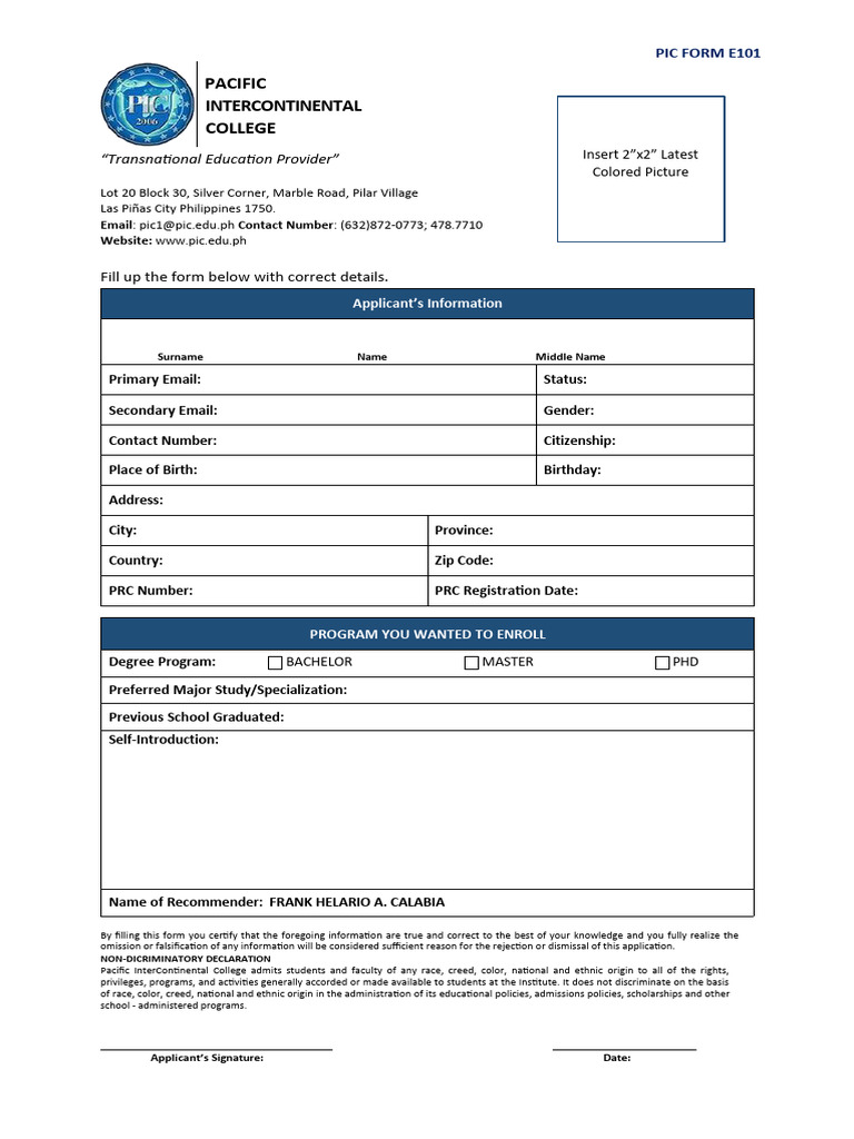 Pic Application Form | PDF | Justice | Crime & Violence