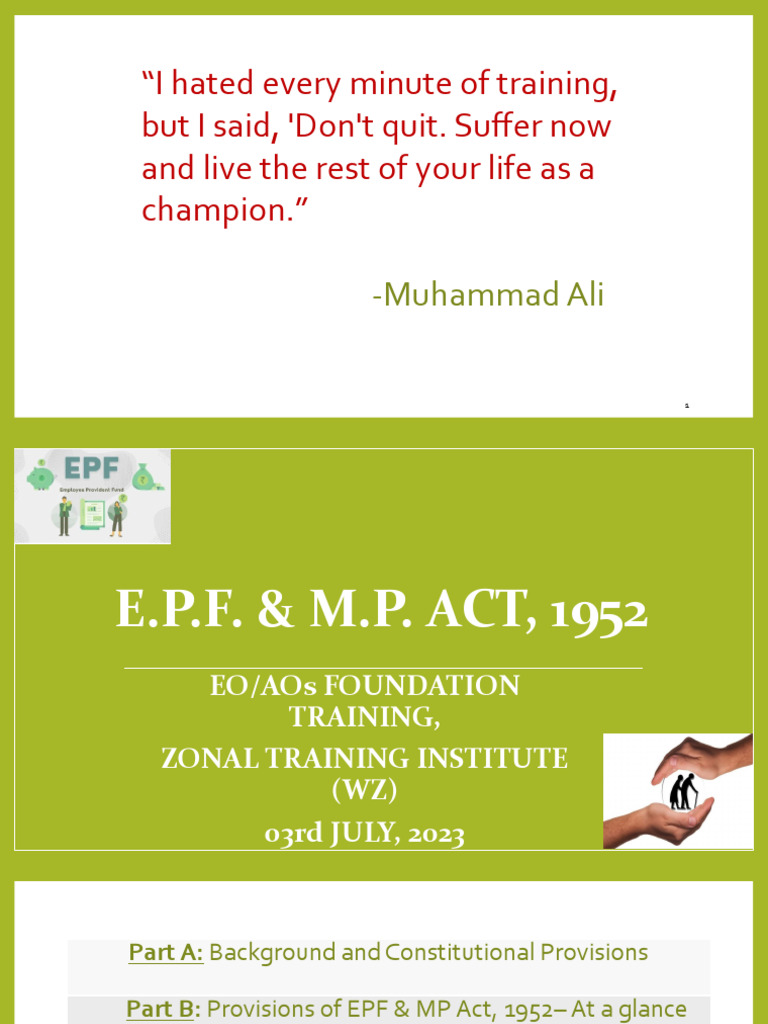 Provisions of EPF and MP Act and Schemes - pptx-13.06.2019 | PDF | Employment | Pension