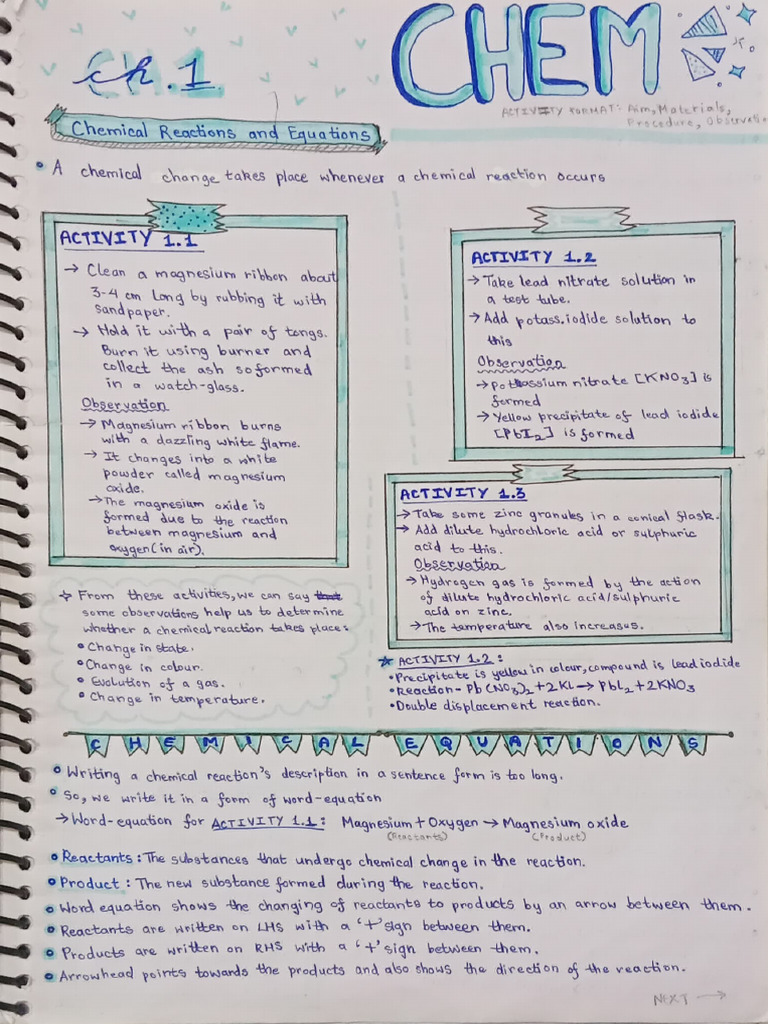 Chem Ch.1 CLASS 10 Notes | Download Free PDF | Redox | Chemical Reactions