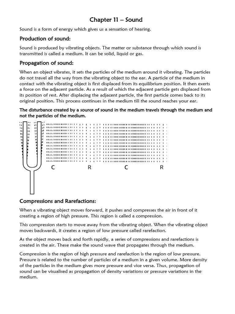 Chapter Sound Notes Class 9 | PDF | Sound | Waves