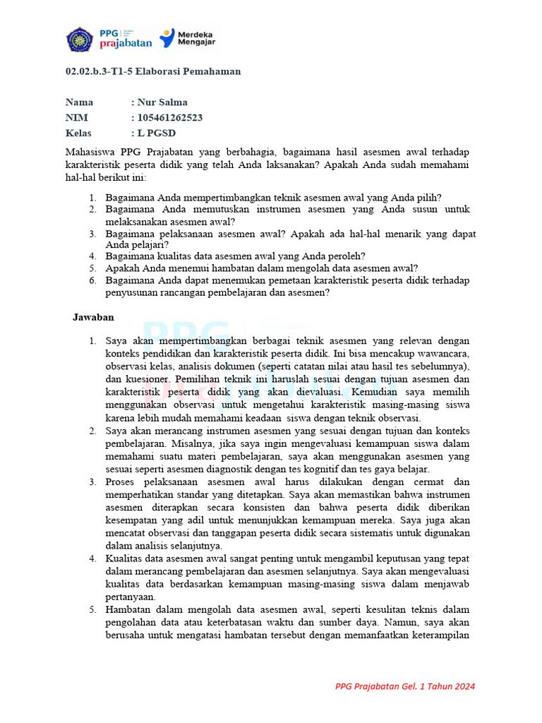 TP. 1 Elaborasi Pemahaman PPA 2 | PDF | Karier & Perkembangan | Bisnis
