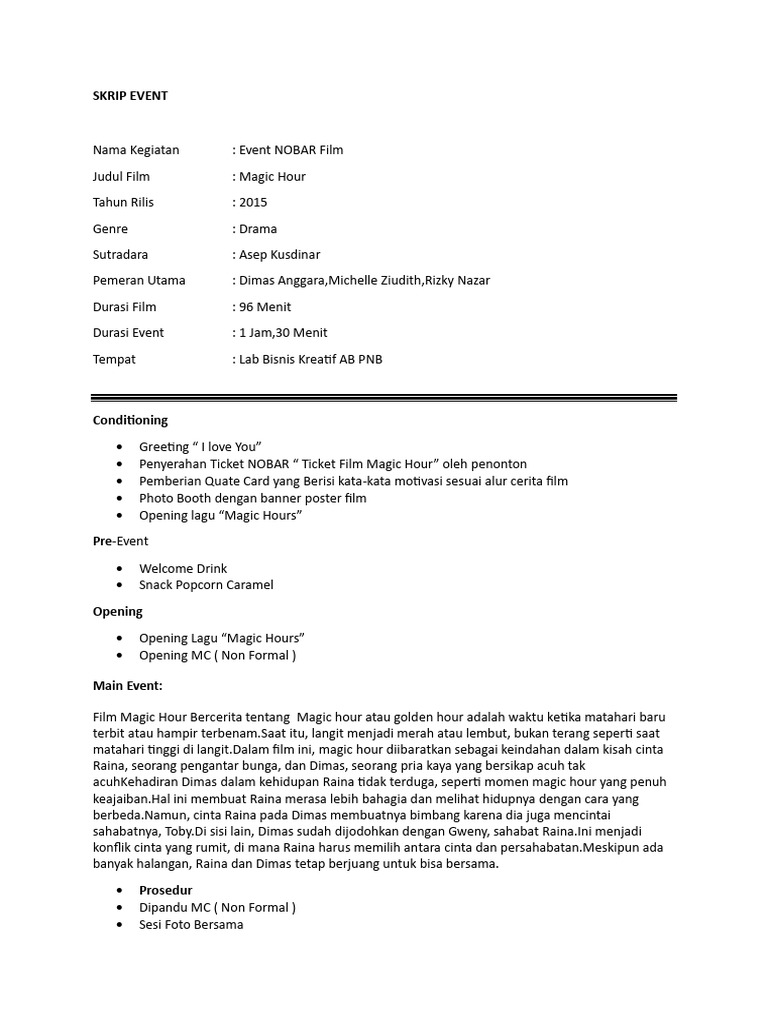 SKRIP EVENT Salinan Salinan Salinan | PDF